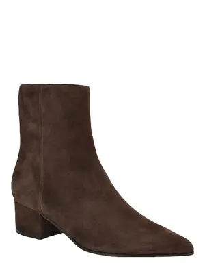 Nine West Nine West Maribu Pointed Toe Bootie Dark Brown Suede