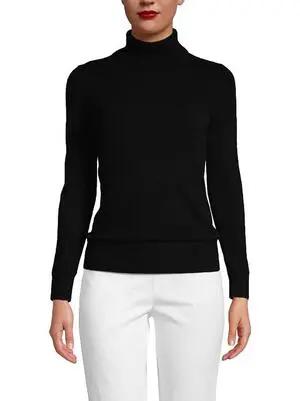 LANDS' END Lands' End Cashmere Turtleneck Sweater Black