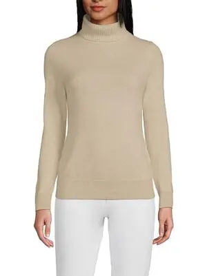 LANDS' END Lands' End Cashmere Turtleneck Sweater Champagne