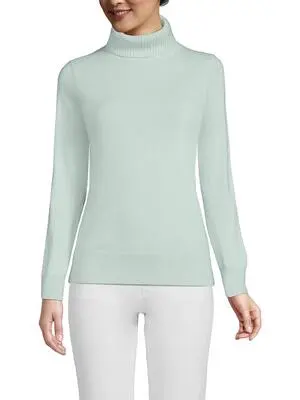 LANDS' END Lands' End Cashmere Turtleneck Sweater Dusty Misty Aqua