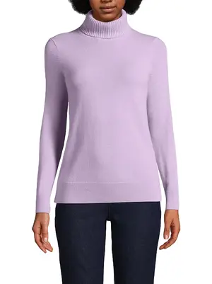 LANDS' END Lands' End Cashmere Turtleneck Sweater Light Soft Amethyst