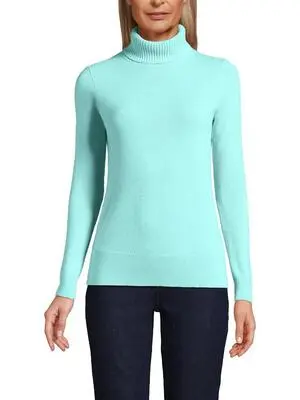 LANDS' END Lands' End Cashmere Turtleneck Sweater Pale Aqua Ice