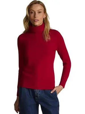 LANDS' END Lands' End Cashmere Turtleneck Sweater Rich Red