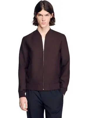 Sandro Sandro Zip-Up Bomber Jacket Chocolate