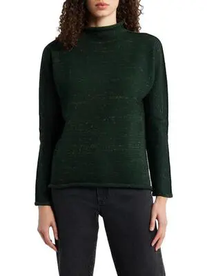 Frank & Eileen Monterey Stripe Cotton Funnel Neck Sweater - Green Gold Glitter