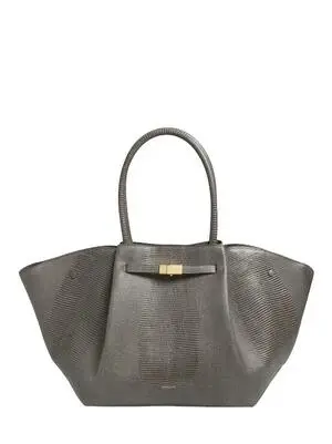 DEMELLIER DeMellier New York East/West Leather Tote Stone Grey Lizard Effect