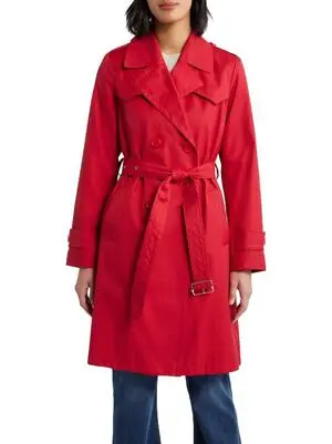 Via Spiga Water Resistant Cotton-blend Trench Coat - Ruby Red