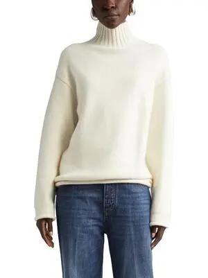Bottega Veneta Bottega Veneta Oversized Mock Neck Cashmere Sweater Chalk