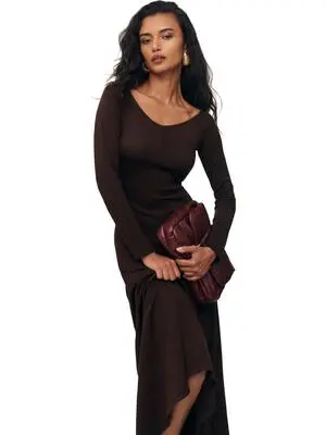 REFORMATION Livia Regenerative Merino Sweater Dress Mole