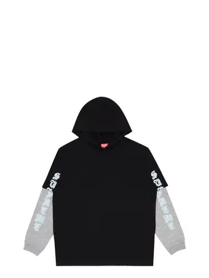 Supreme Layered Hooded Long-sleeve Top - Black