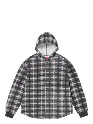 Supreme Hooded Plaid Knit Shirt - Black