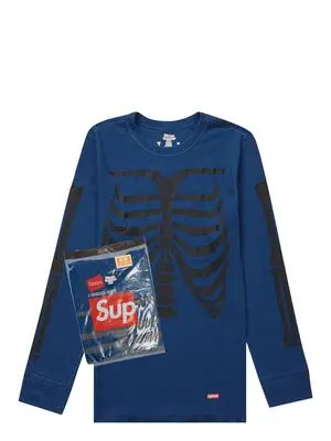 Supreme X Hanes Bones Thermal Crew (1 Pack) 'blue' Blue