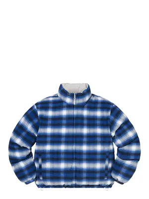Supreme Flannel Reversible Puffer Jacket - Grey