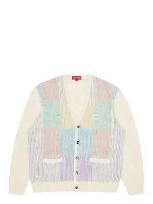Supreme Brushed Grid Cardigan - White