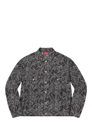 Supreme Script Jacquard Denim Trucker Jacket - Black