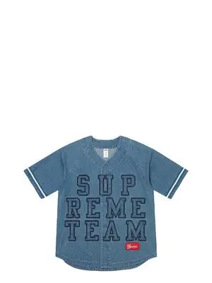 Supreme Denim Baseball Jersey - Blue