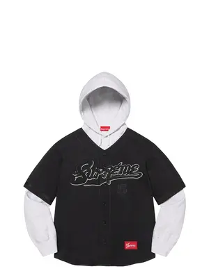 Supreme Baseball Jersey Hooded Sweatshirt - Black