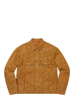 Supreme Script Jacquard Denim Trucker Jacket - Brown