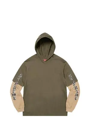Supreme Layered Hooded Long-sleeve Top - Green