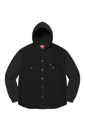 Supreme Fleece Hooded Denim Shirt - Black