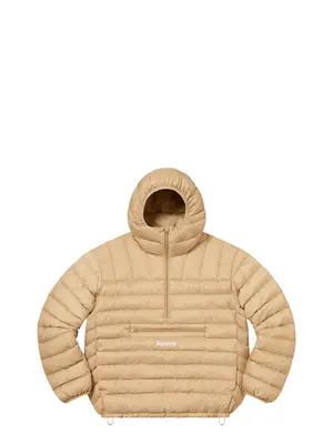 Supreme Micro Down Half Zip Hooded Pullover - Tan