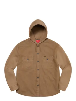 Supreme Fleece Hooded Denim Shirt - Brown