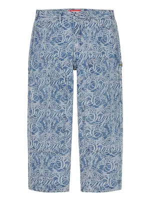 Supreme Script Jacquard Double Knee Denim Painter Pant - Blue