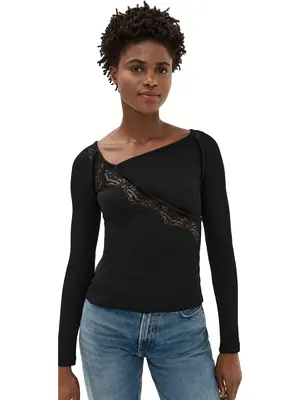 Christopher Esber Lace Insert Top - Black