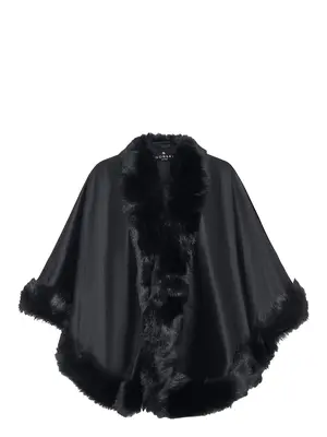 Gorski Cashmere Cape With Toscana Shearling Lamb Trim - Black