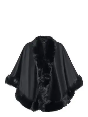 Gorski Gorski Cashmere Cape With Toscana Shearling Lamb Trim Black