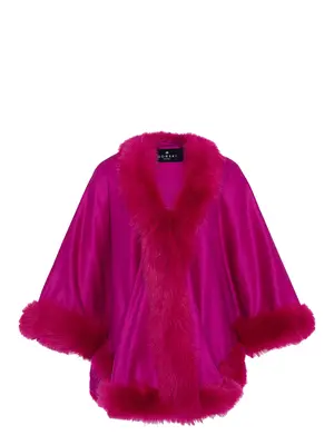 Gorski Gorski Cashmere Cape With Toscana Shearling Lamb Trim Magenta
