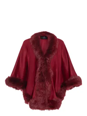Gorski Gorski Cashmere Cape With Toscana Shearling Lamb Trim Wine