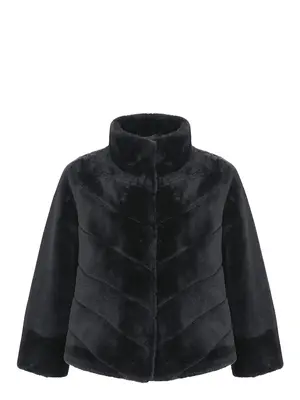 Gorski Reversible Chevron Merino Lamb Shearling Jacket - Black/black