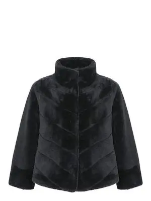 Gorski Reversible Chevron Merino Lamb Shearling Jacket - Black/black