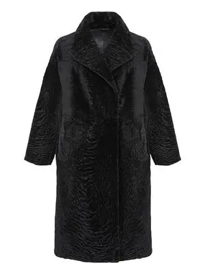 Gorski Reversible Textured Shearling Lamb Coat - Black/black