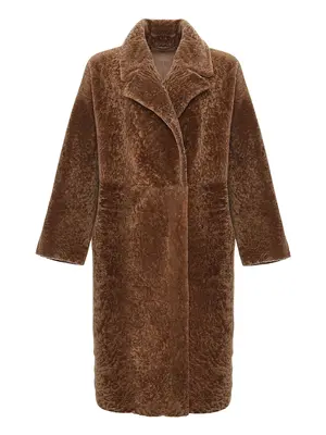 Gorski Gorski Reversible Textured Shearling Lamb Coat Camel/camel