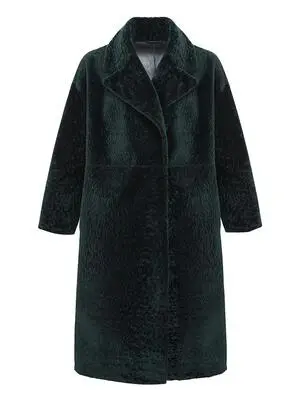 Gorski Reversible Textured Shearling Lamb Coat - Emerald/emerald