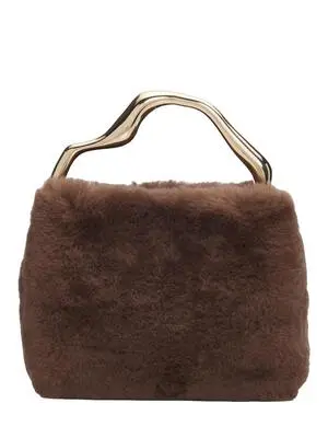 Cult Gaia Solene Mini Shearling Top-handle Bag - Luwak