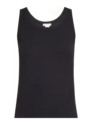 Hanro Ribbed Cotton Sleep & Lounge Tank - Black