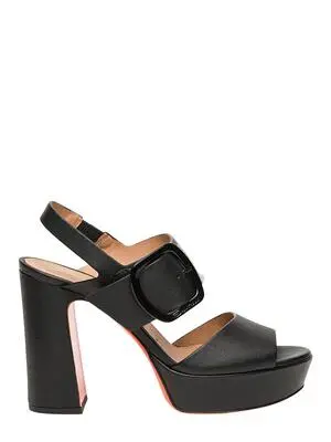 Santoni Bruxel Leather Platform Sandals - Black