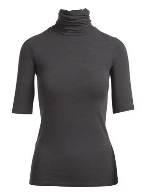Majestic Filatures Soft Touch Half-sleeve Turtleneck Top - Anthracite