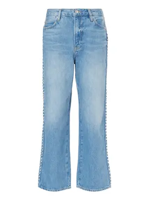 FRAME Le Jane Embellished Cropped Jeans - Blue