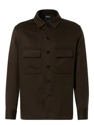 Zegna Zegna 100% Cashmere Overshirt - Dark Brown Brown