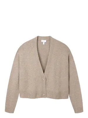 THE WHITE COMPANY Wool-blend Cropped Cardigan - Mink Marl