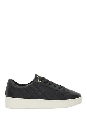 DUNE Egent Quilted Leather Platform Trainers - Black Leather