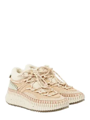 Chloé Nama Shearling-lined Suede Sneakers - Multicoloured