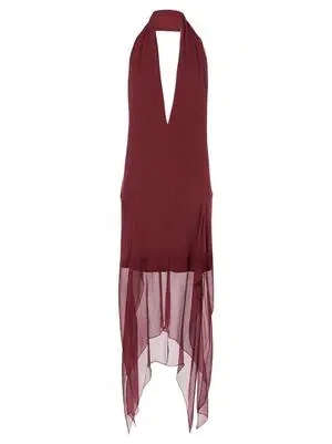 FERRAGAMO Asymmetric Silk Georgette Minidress - Burgundy
