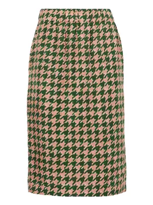 Dries Van Noten Houndstooth Pencil Skirt - Green