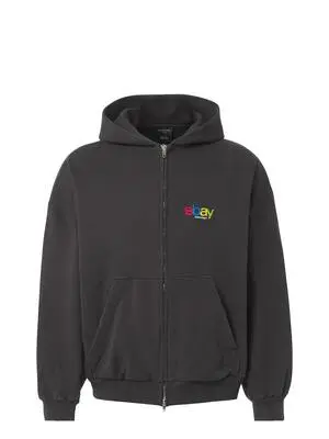 Balenciaga Printed Cotton Jersey Hoodie - Black
