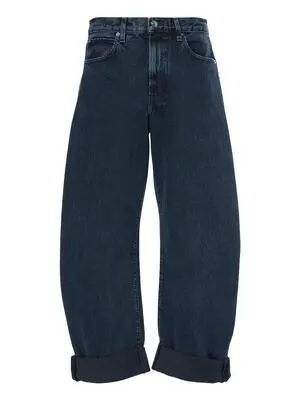 FRAME Bubble High-rise Barrel-leg Jeans - Blue